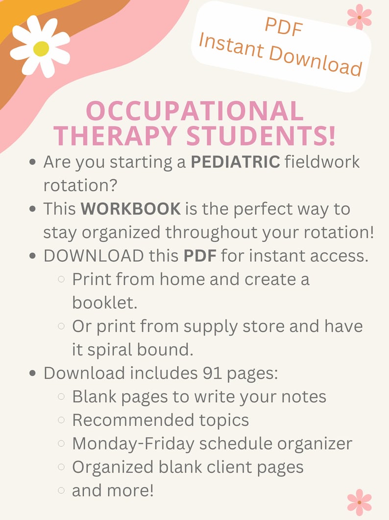 Occupational Therapy Fieldwork Organizer (pediatrics) - Etsy
