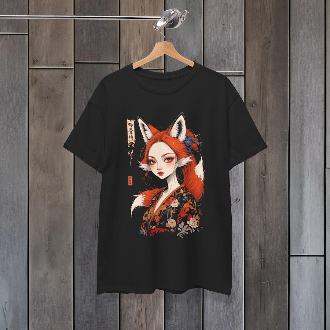 Fox Kunoichi Dadaist T-shirt, Japanese Cute Graphic Tee, Men Women ...