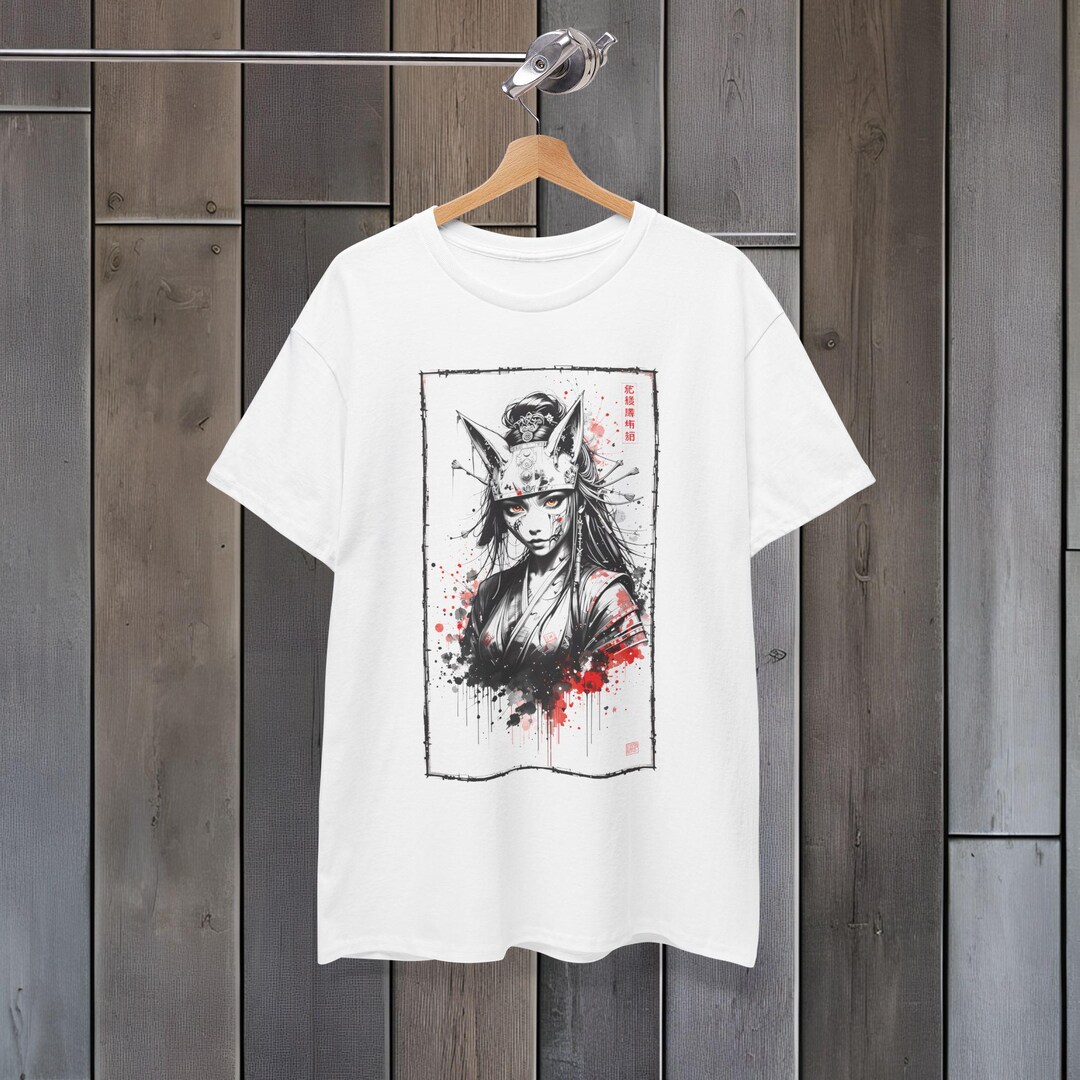 Ninja Kunoichi Fox Mask Unisex Tee, Heavy Cotton Shirt, Anime Lover Top ...