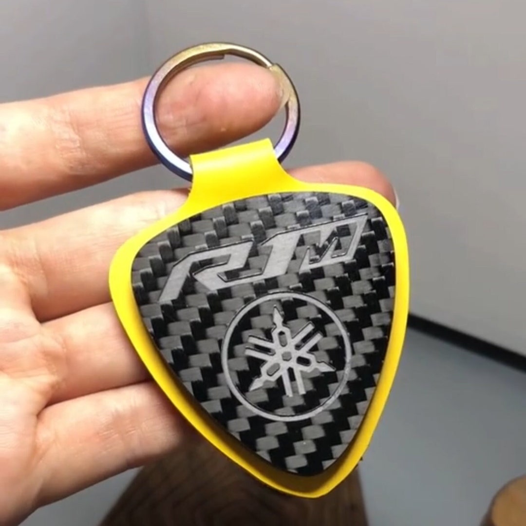Handmade Carbon Fiber Titanium Ring Leather Keytag Yamaha R1M Motorcycle Keytag - Etsy