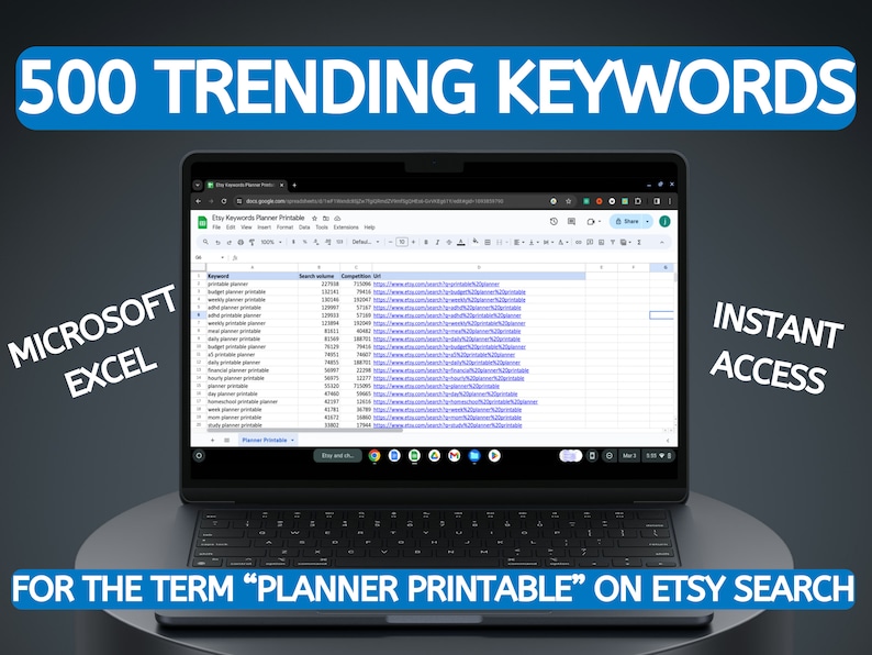 Planner Printable Keyword List, 500 Keywords for Etsy Sellers, Etsy ...