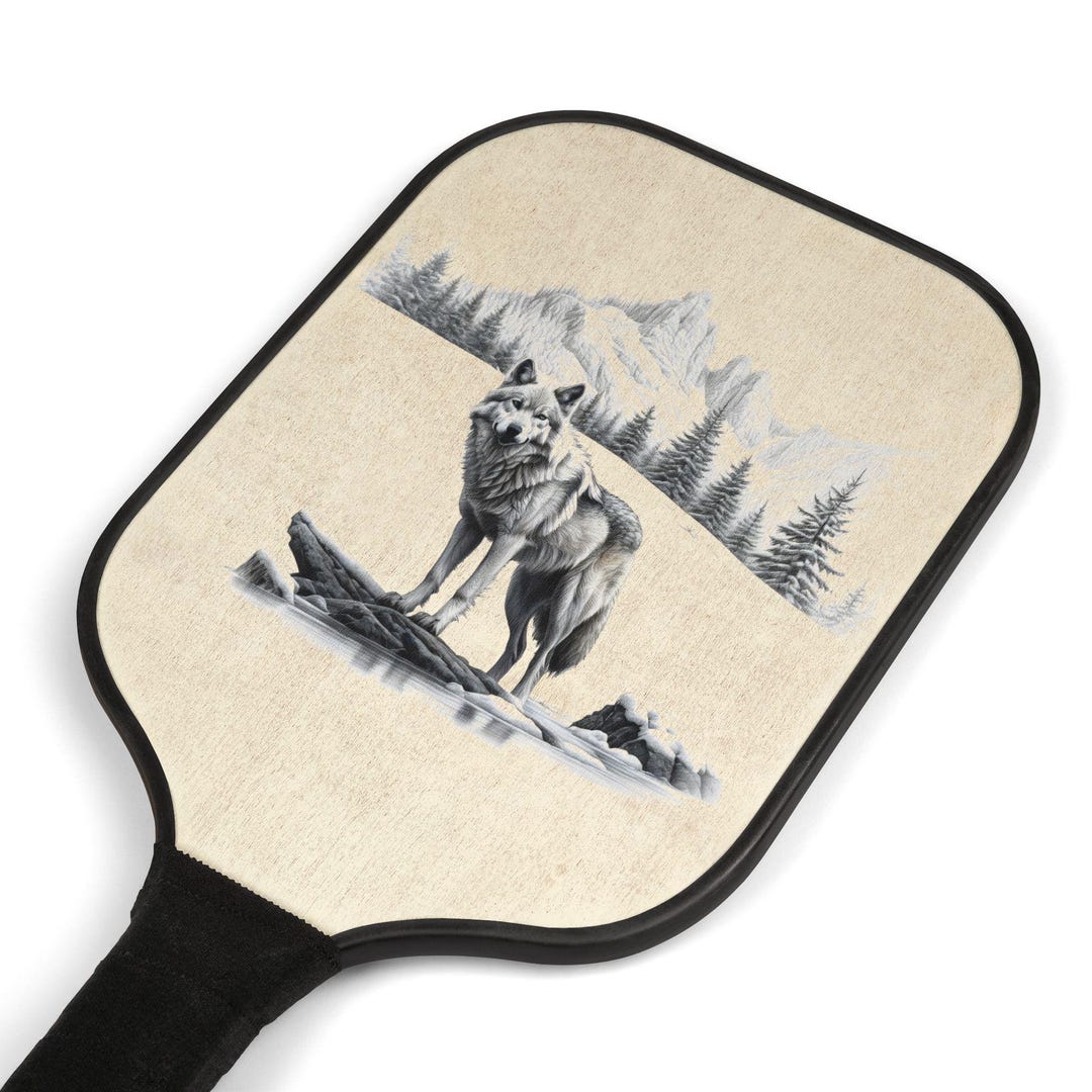 White Wolf Pickleball Set - Custom Wooden Paddles W/ Wolf Art Design ...