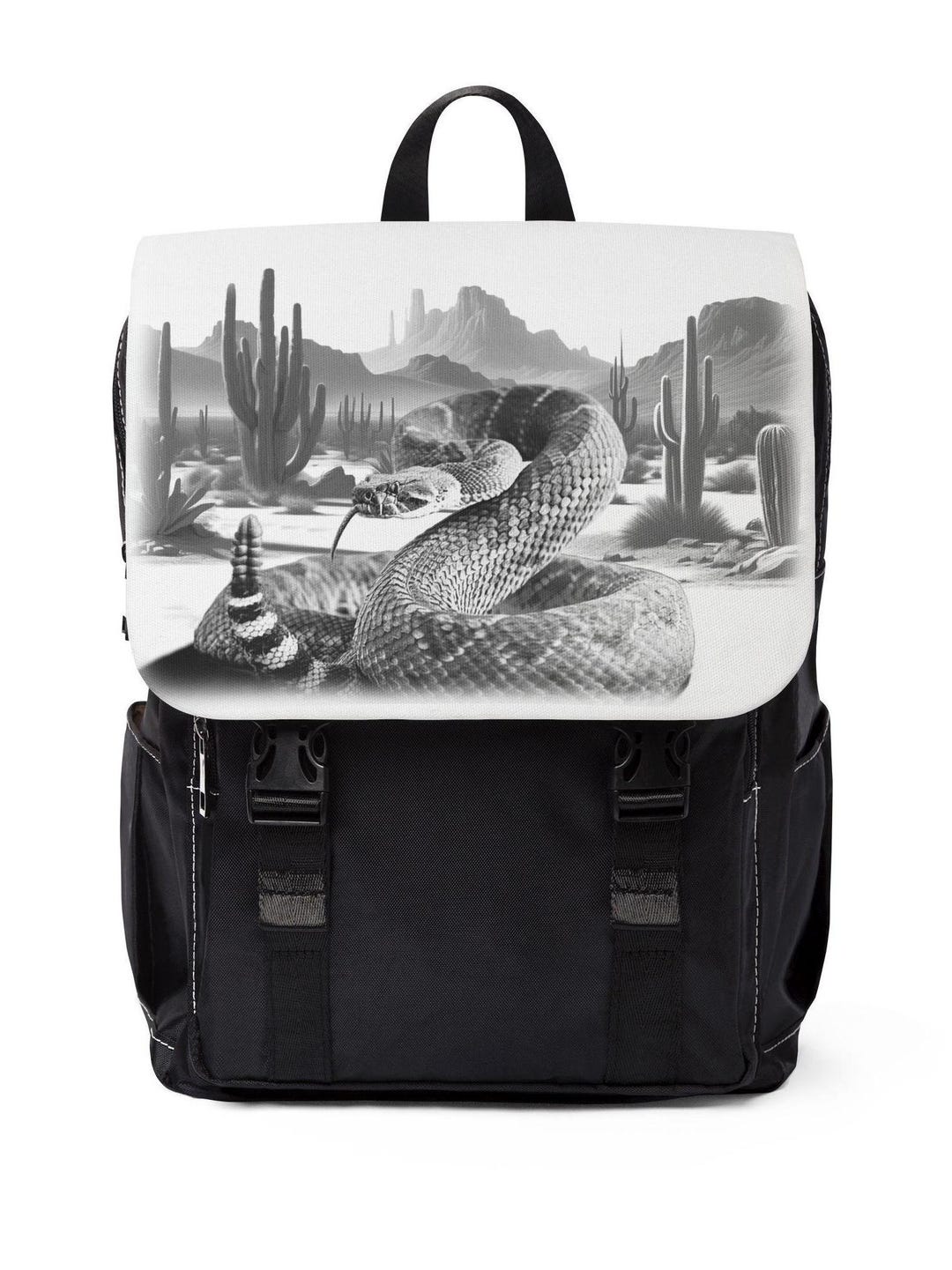 Rattlesnake Backpack - Wildlife Art Bag, Durable Canvas, Laptop Sleeve ...