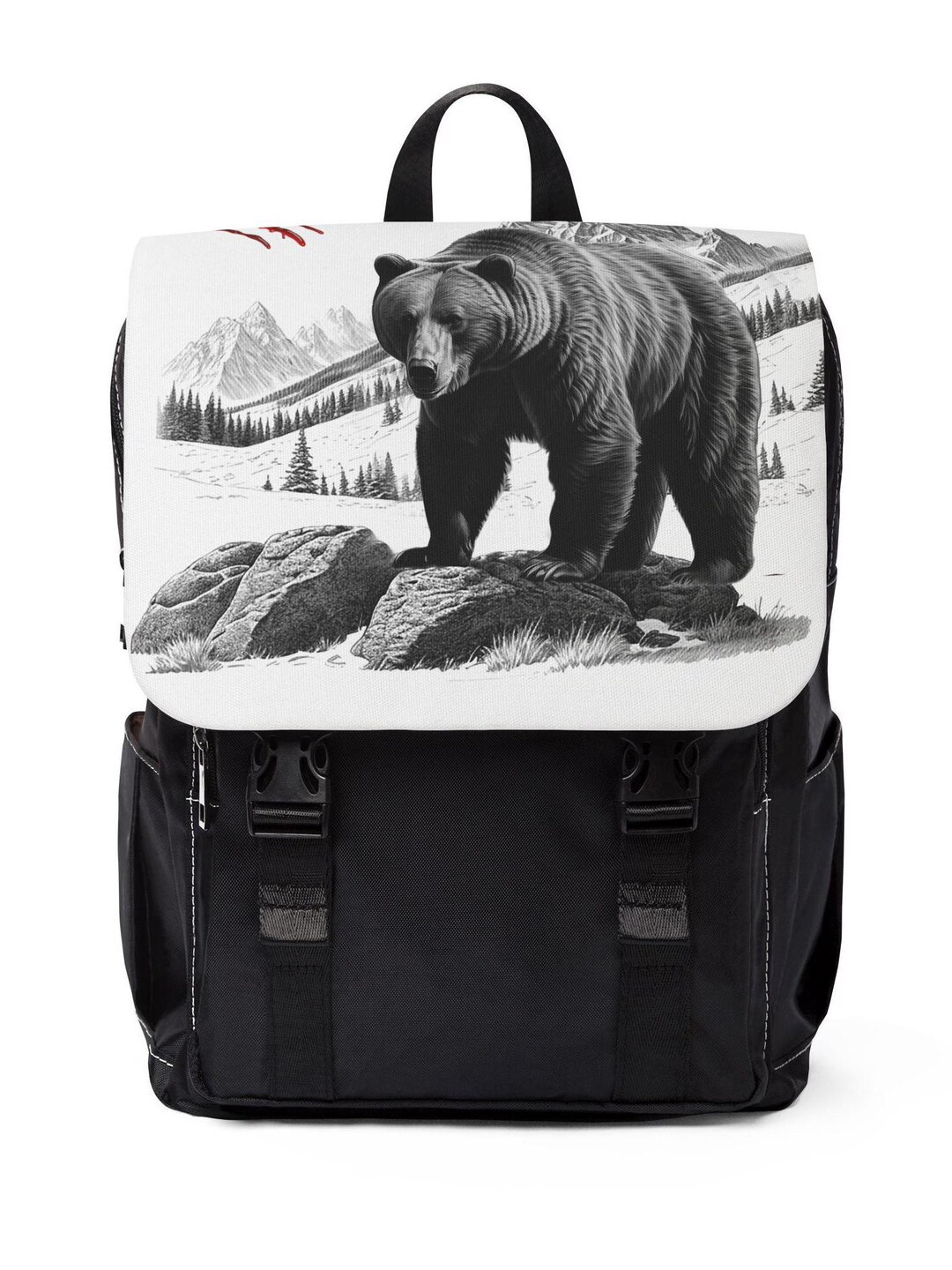 Kodiak Bear Backpack - Wildlife Art Bag, Durable Canvas, Laptop Sleeve ...