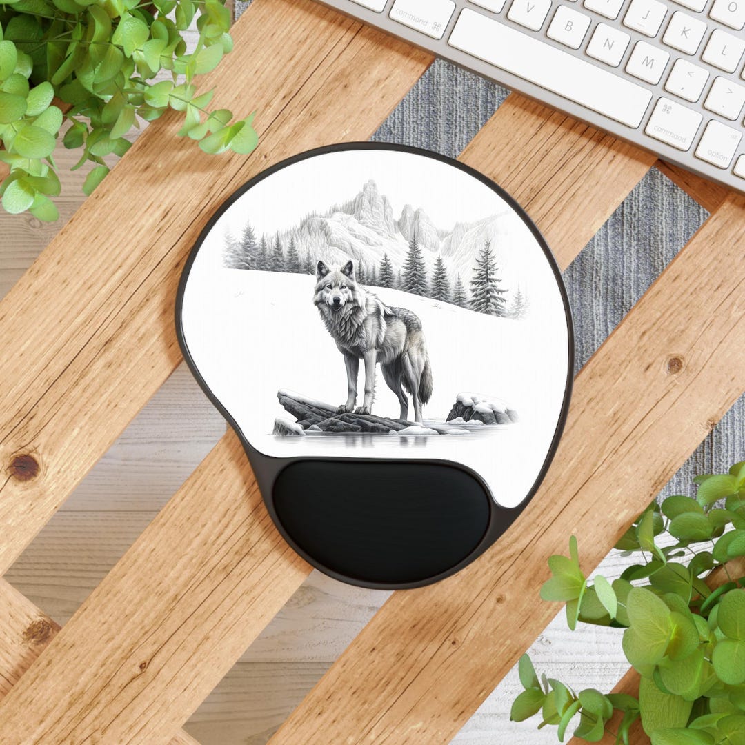 White Wolf Ergonomic Mouse Pad With Wrist Rest - Memory Foam Support ...