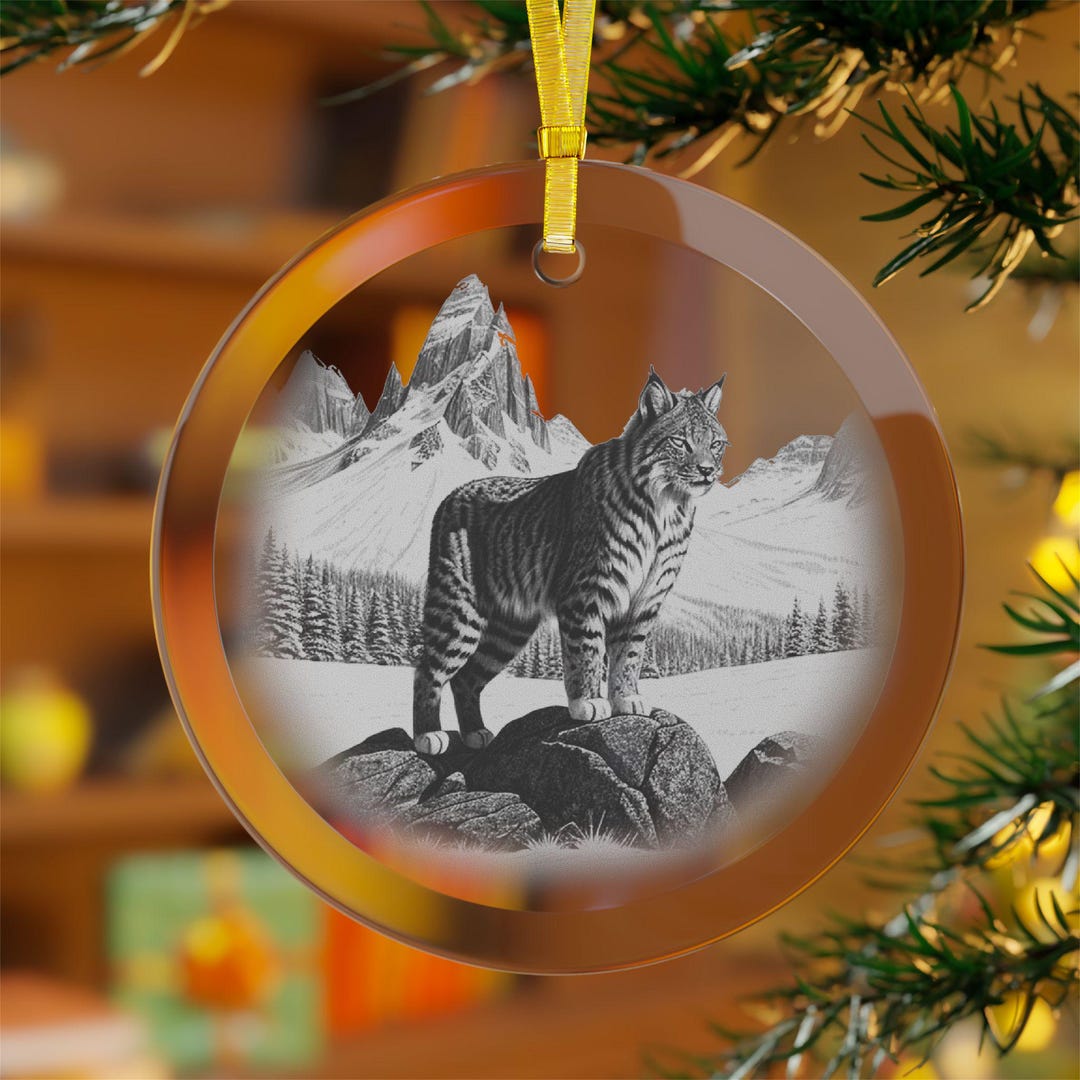 Lynx Glass Christmas Ornament, Wildlife Holiday Decoration - Etsy