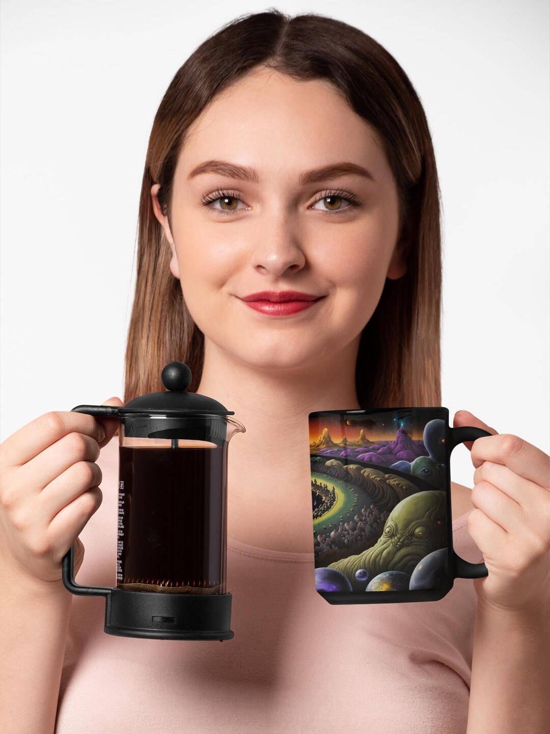 Surrealism Mug #19, Dali Style, Black Ceramic Mug 15oz, Space Whales ...
