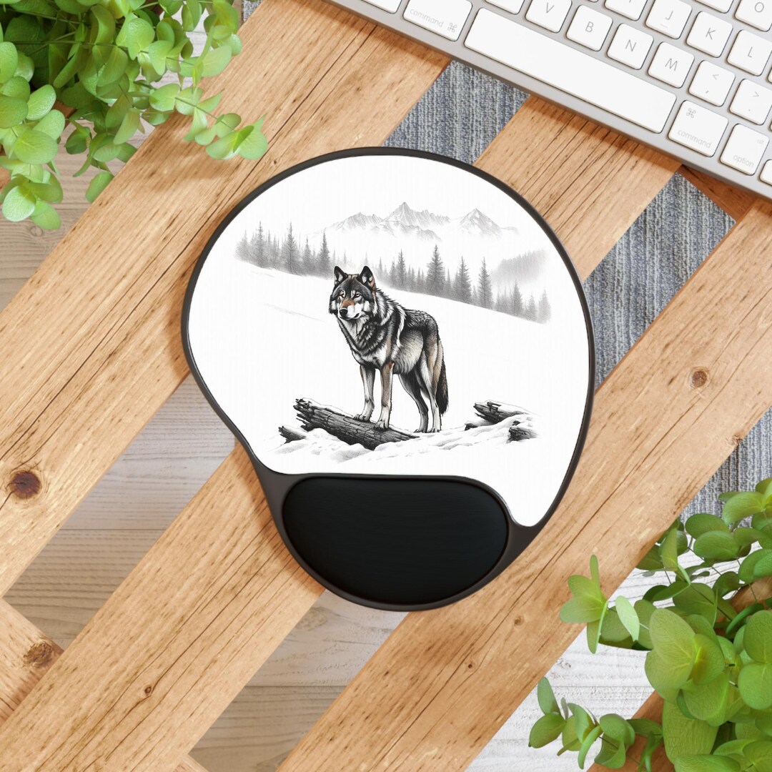 Grey Wolf Ergonomic Mouse Pad With Wrist Rest - Memory Foam Support for ...