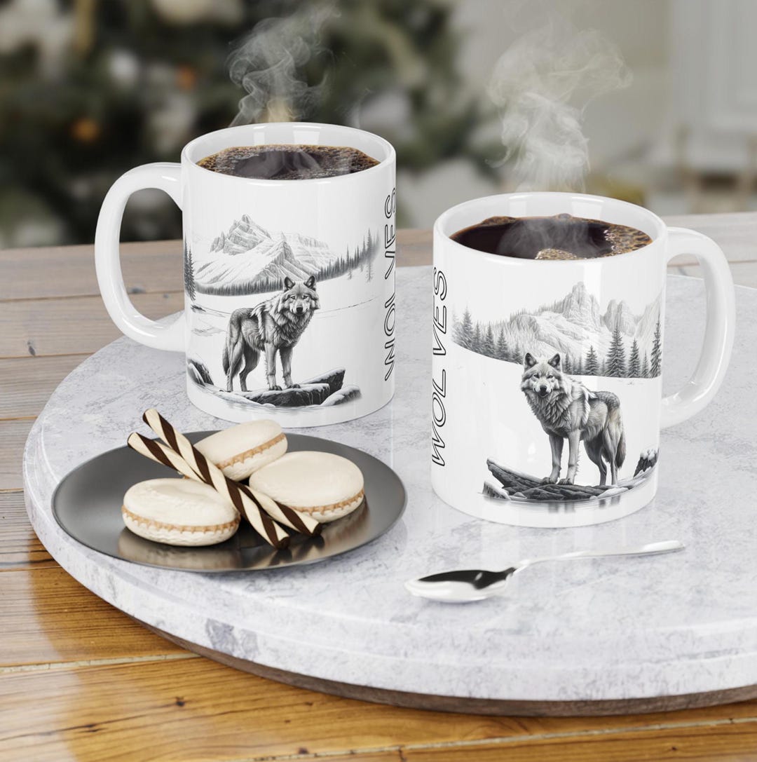 White Wolf Mug #1 - Wildlife Coffee Cup, Wolf Lover Gift, Nature ...