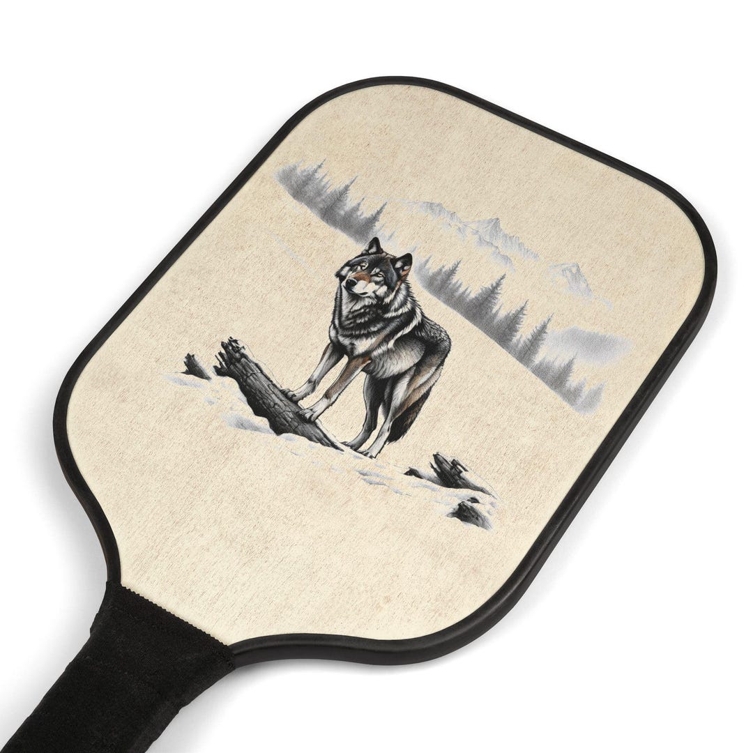 Grey Wolf Pickleball Set - Custom Wooden Paddles W/ Wolf Art Design ...