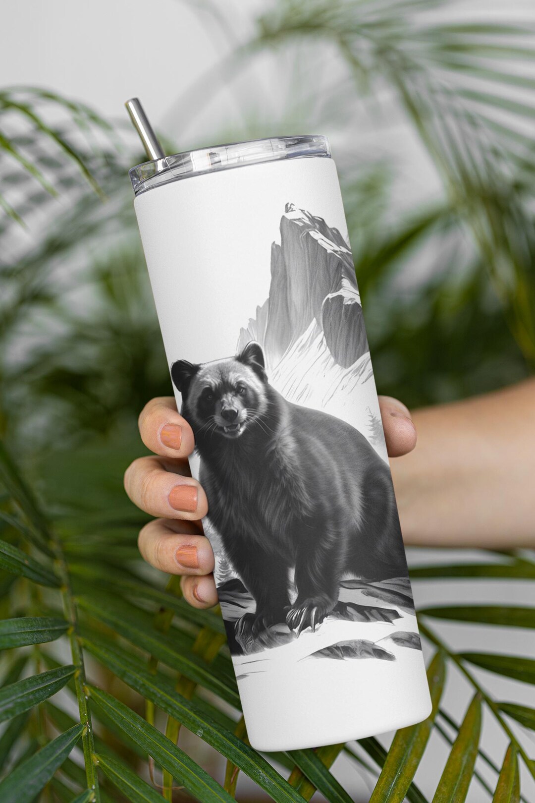 Wolverine Skinny Tumbler, Nature-inspired Stainless Steel Cup W/ Straw ...
