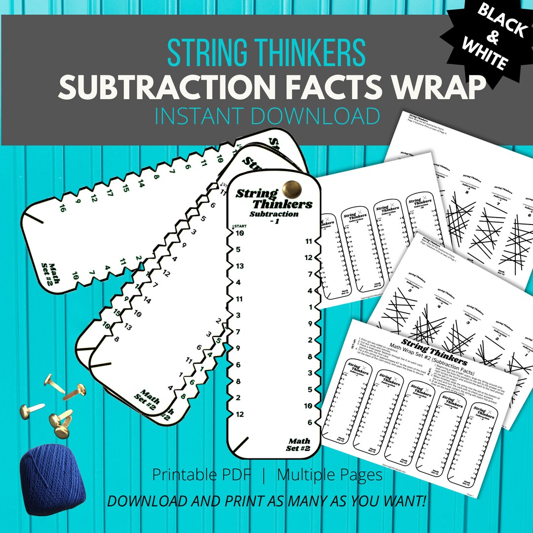 Subtraction Facts: String Thinkers Math Wrap Set #2, Self-correcting ...