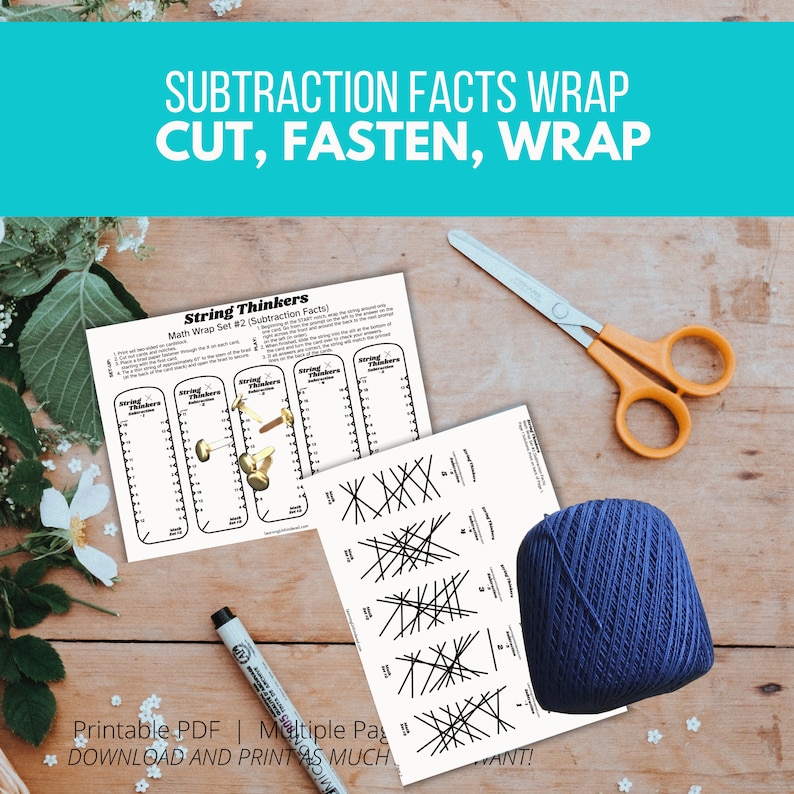 Subtraction Facts: String Thinkers Math Wrap Set #2, Self-correcting ...