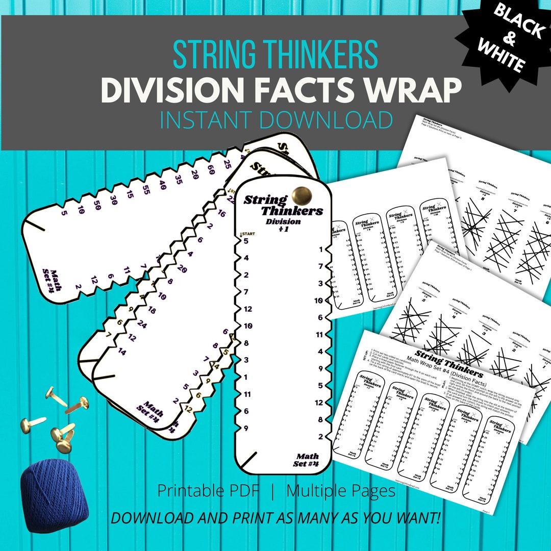 Division Facts: String Thinkers Math Wrap Set #4, Self-correcting ...