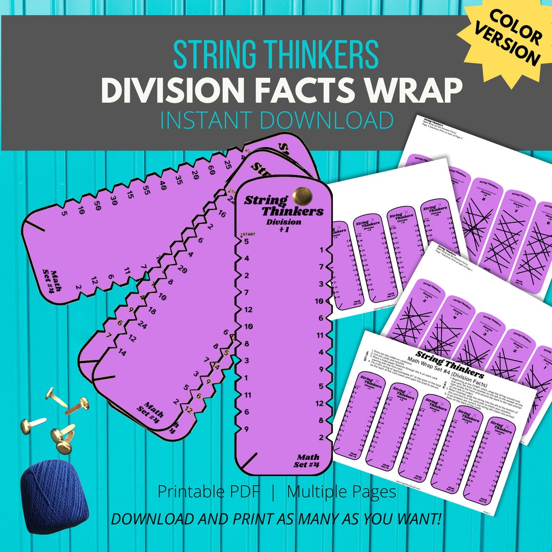 Division Facts: String Thinkers Math Wrap Set #4, Self-correcting ...