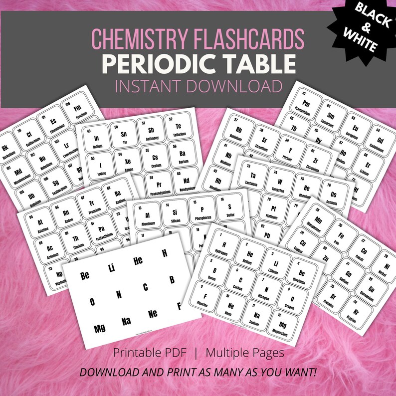 Elements of the Periodic Table Flashcards to Learn Symbols - Etsy