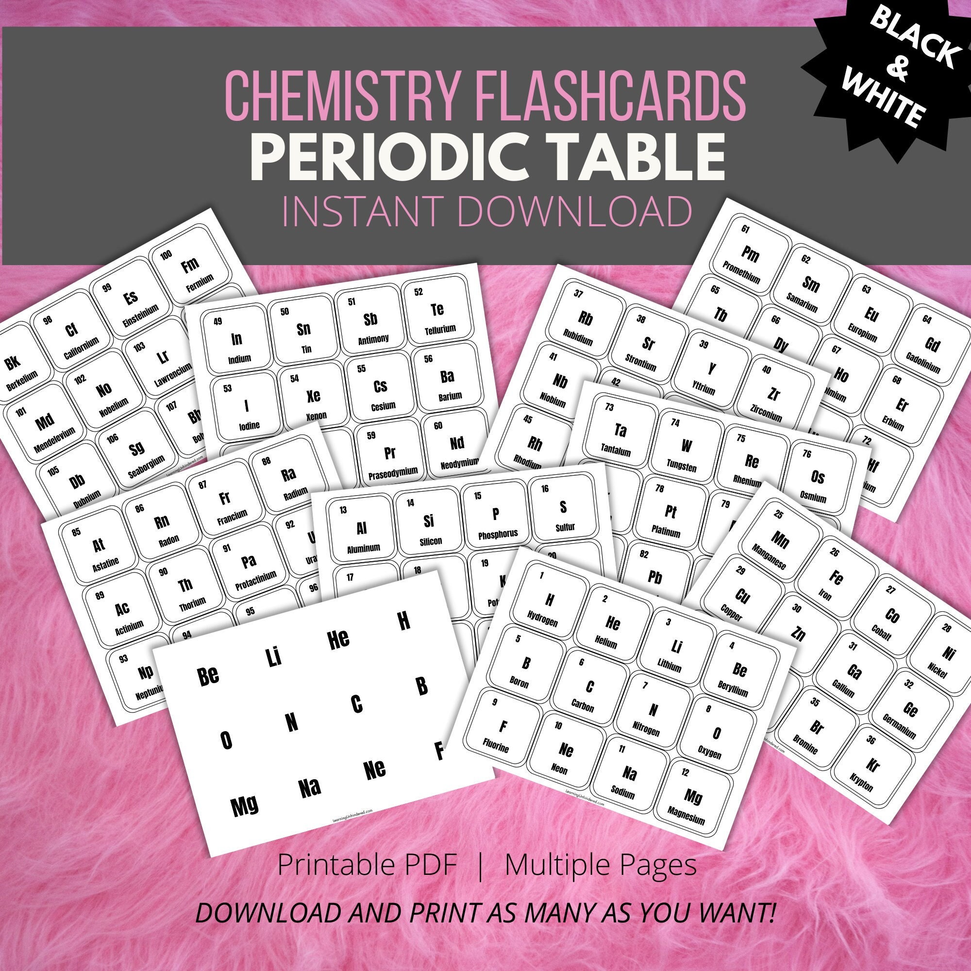 Elements of the Periodic Table Flashcards to Learn Symbols - Etsy