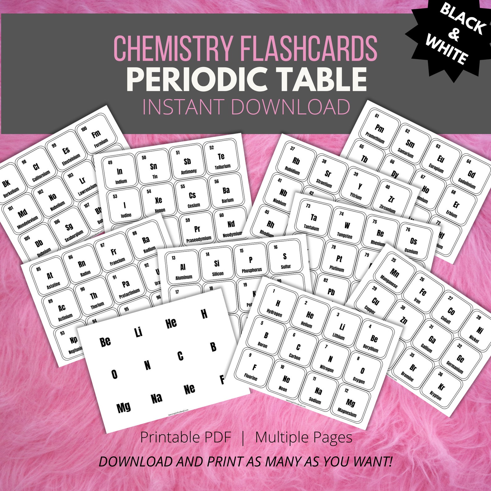 Elements of the Periodic Table Flashcards to Learn Symbols, Names and ...