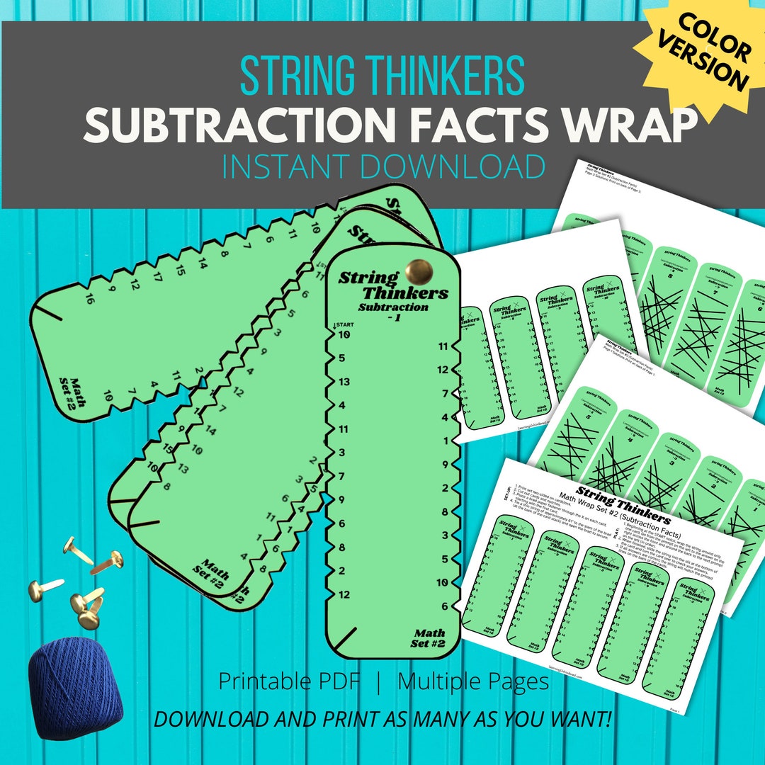 Subtraction Facts: String Thinkers Math Wrap Set #2, Self-correcting ...