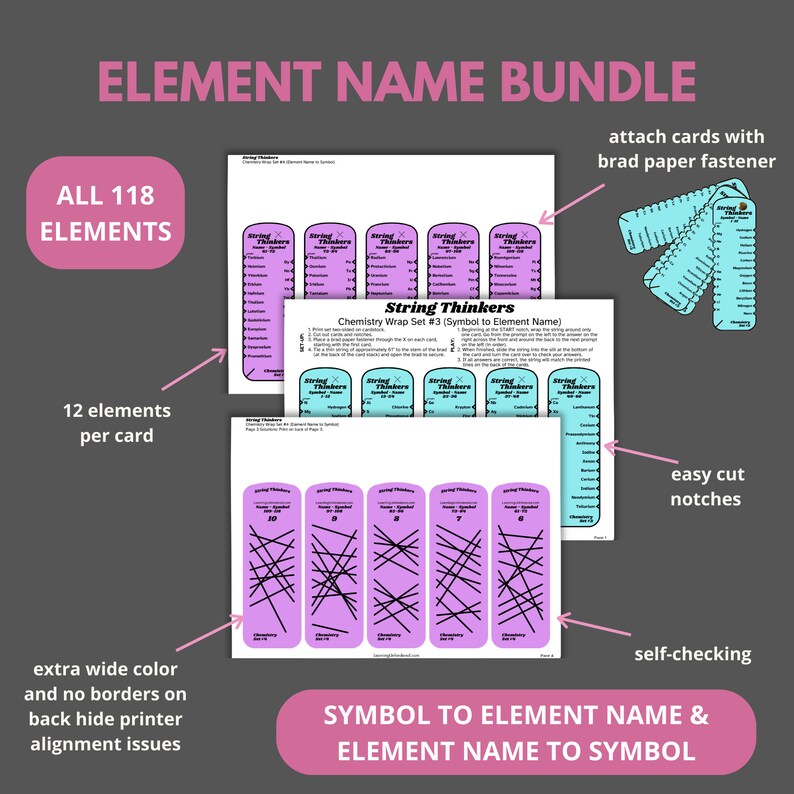 Periodic Table Element Names: String Thinkers Chemistry Wraps, Self ...
