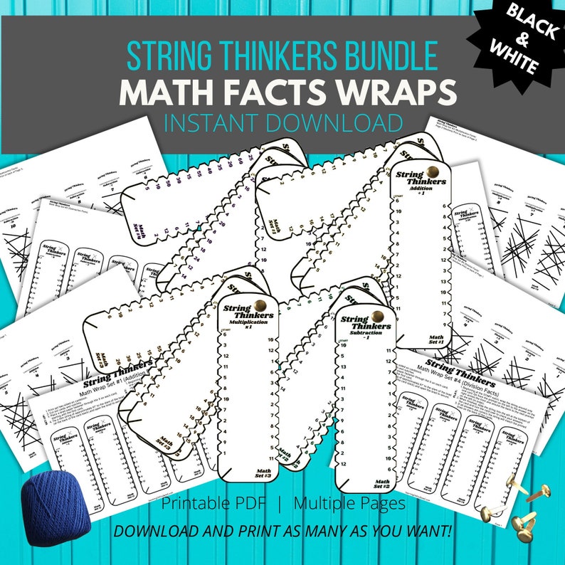 Math Facts: String Thinkers Math Wrap Bundle Self-correcting - Etsy