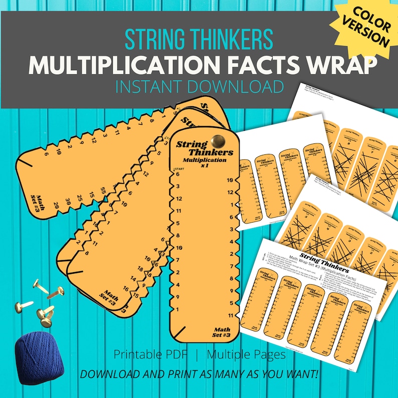 Multiplication Facts: String Thinkers Math Wrap Set #3, Self-correcting ...