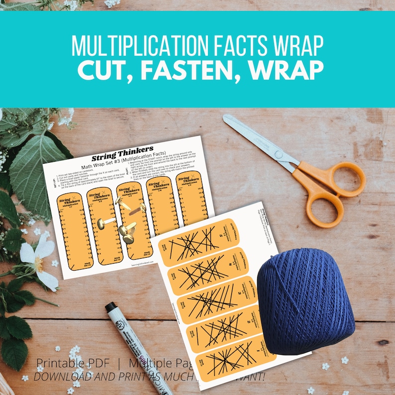 Multiplication Facts: String Thinkers Math Wrap Set #3, Self-correcting ...