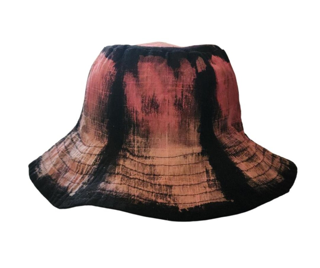 Bleached Hombre Spray Dyed Wash Paneled Linen Sun Bucket Hat Japanese ...