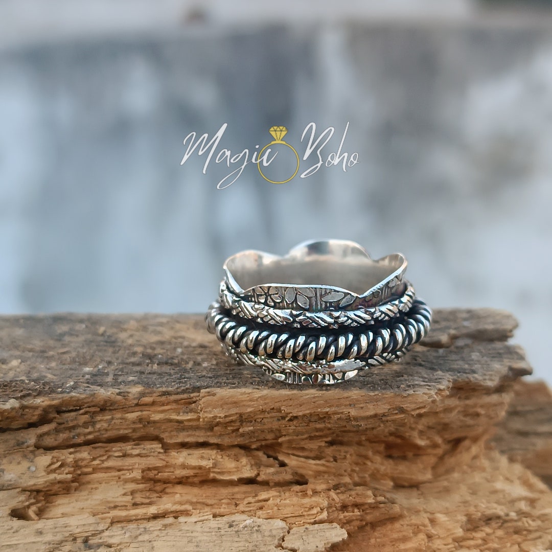 High Quality Multi Rope Spinner Ring Fidget Ring Narrow Band Christmas ...