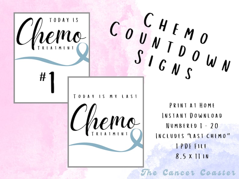 Printable Chemo Countdown Signs | Last Day of Chemo Sign | Print at ...