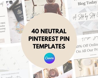 40 Neutral Pinterest Pin Templates, Canva Social Media Templates ...