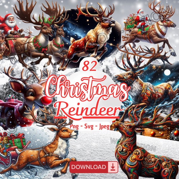 Reindeer Clip Art - Etsy