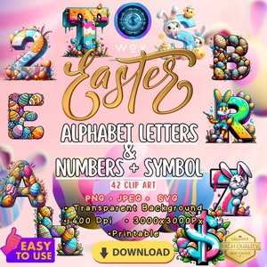 Easter Font Alphabet Letters Clip Art PNG Download ,alphabet Bundle ...