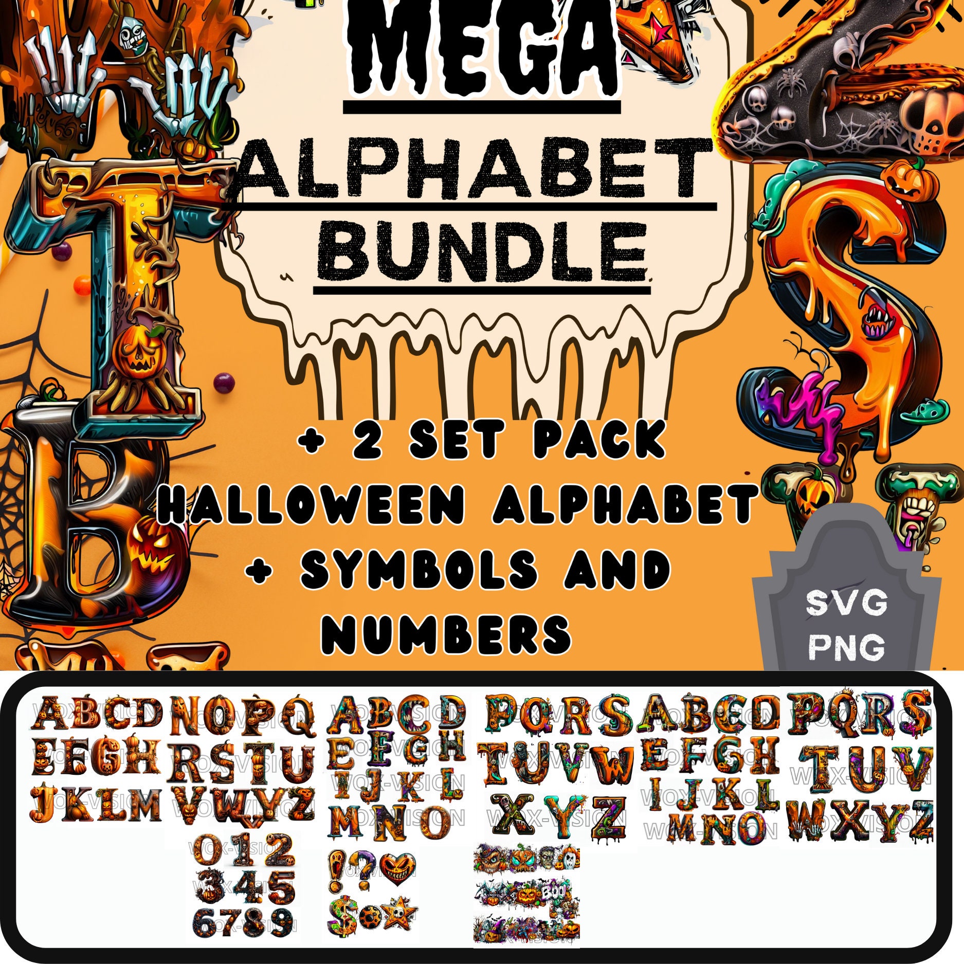 Mega Bundle Halloween , Halloween Clipart , Halloween Alphabet Letters ...