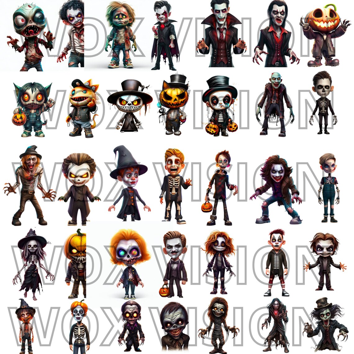 Halloween Scary Character Images Clipart Graphics Bundle: Horror Movie ...