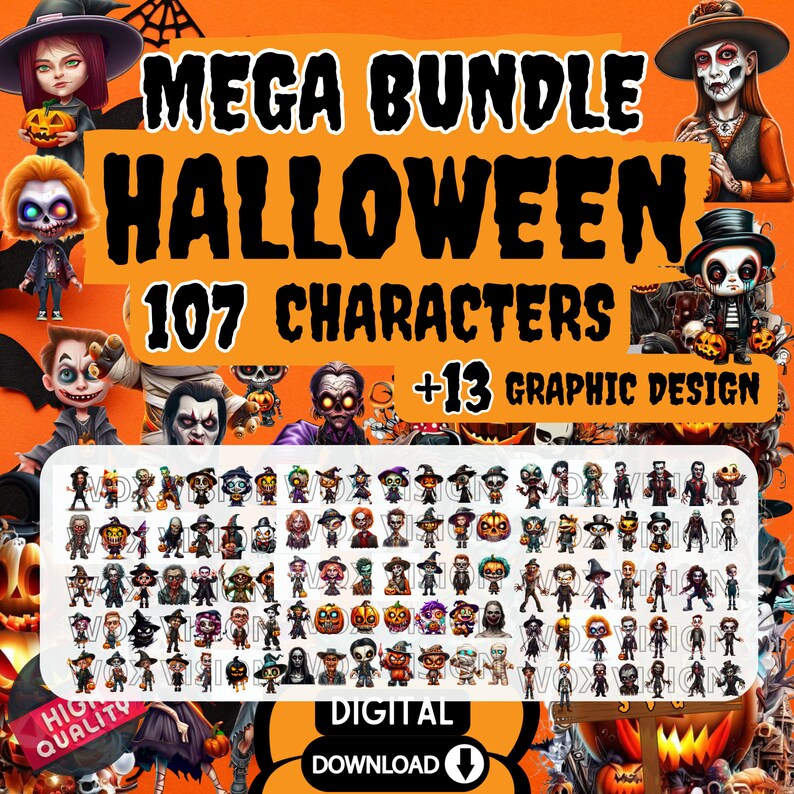 Mega Bundle Halloween , Halloween Clipart , Halloween Alphabet Letters ...