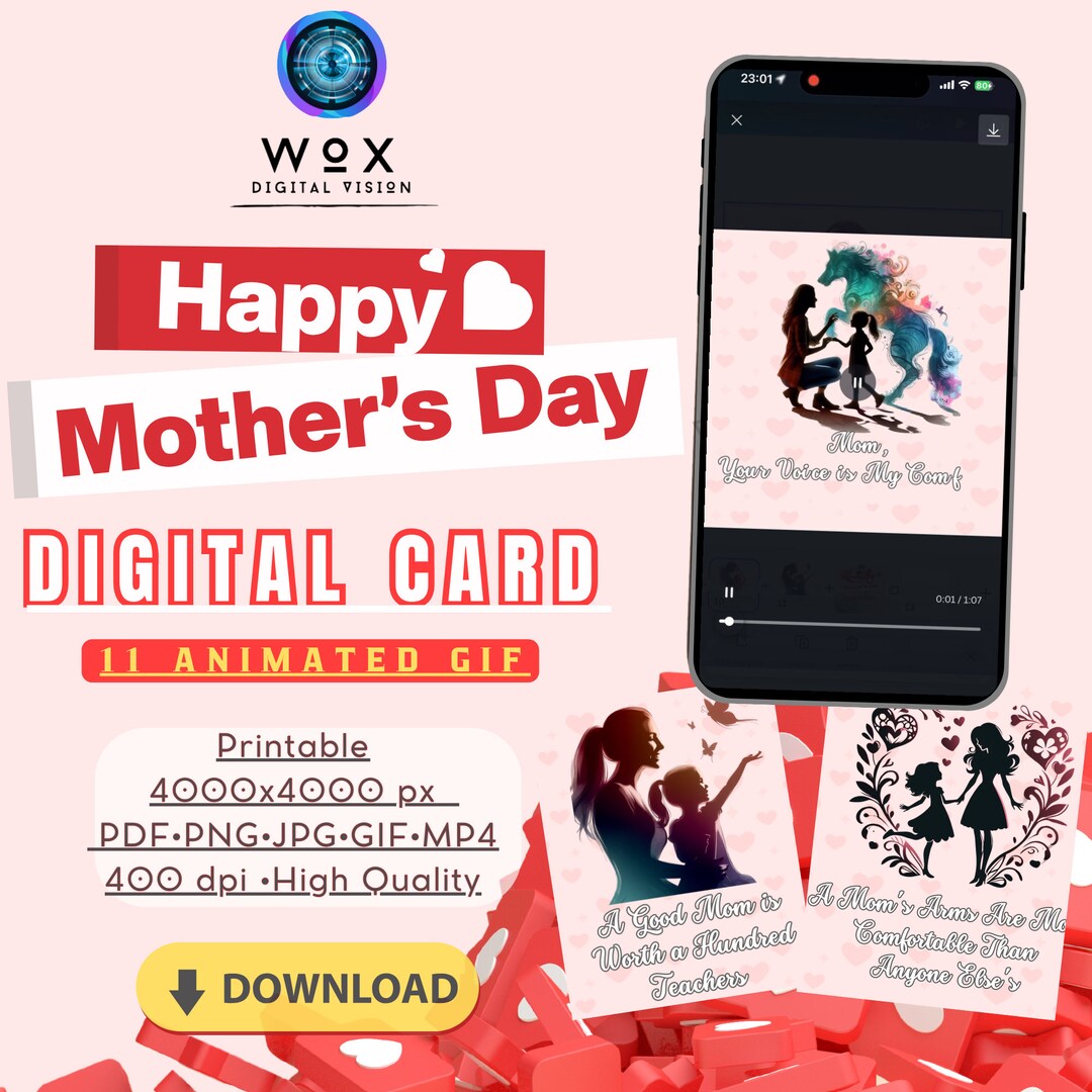 Mothers Day Animated Gif PNG Digital Card Mom Phrase Download, Mom Day ...