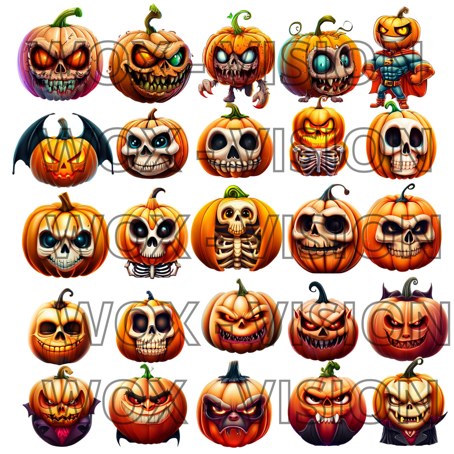 Halloween Pumpkin Images Character Clipart Bundle: 103 Graphics Designs ...