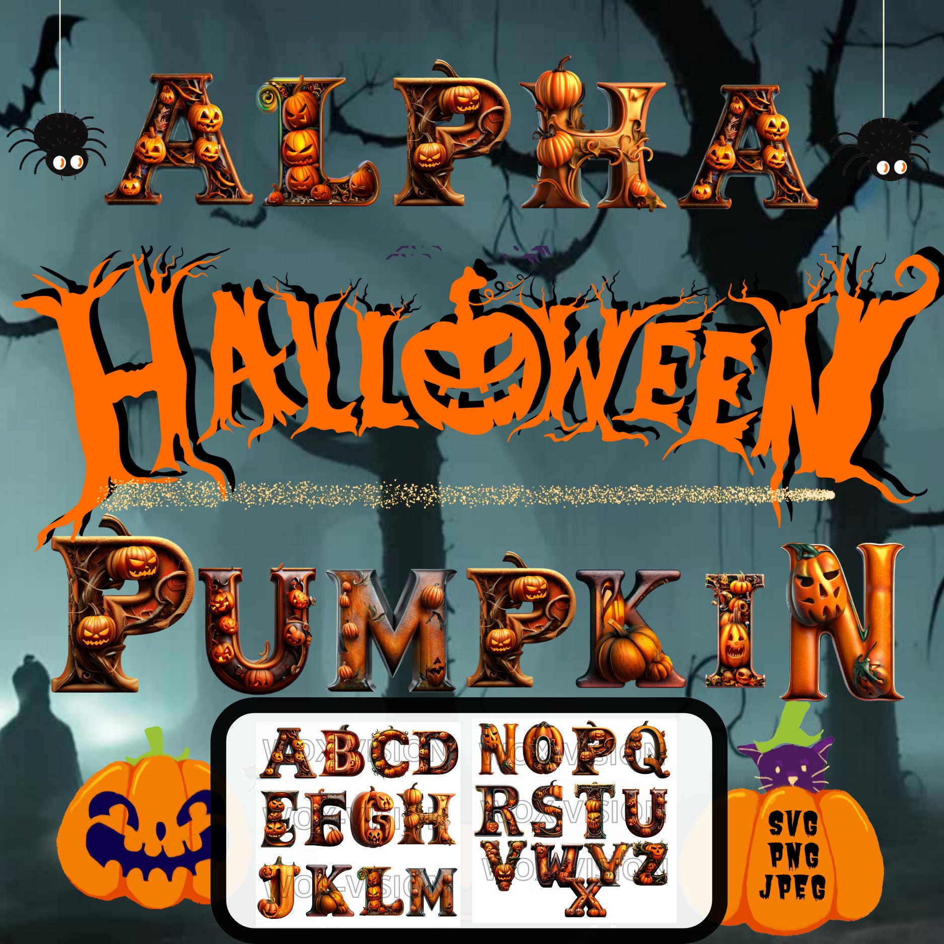 Mega Bundle Halloween , Halloween Clipart , Halloween Alphabet Letters ...