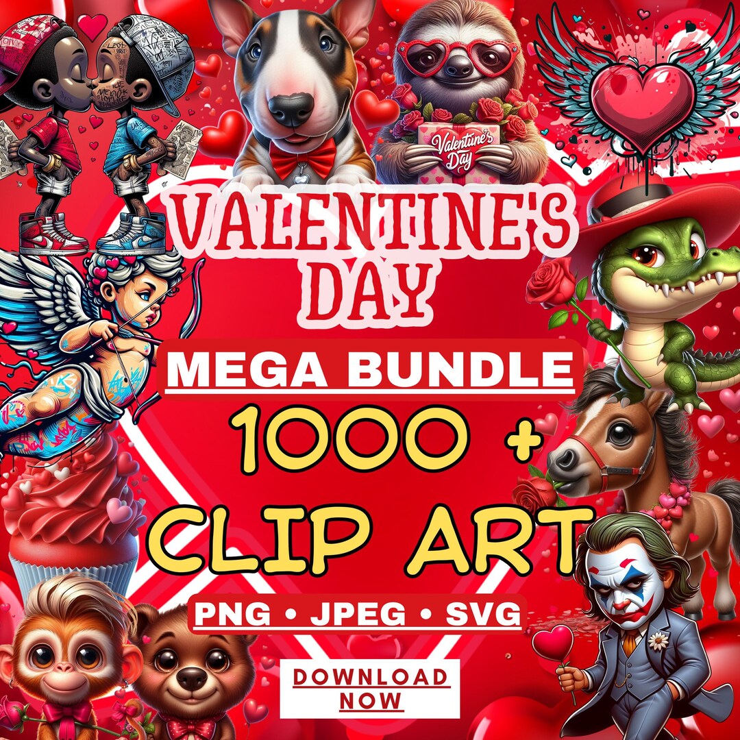 Bundle Valentine Printable Clip Art Png, Valentines Svg, Valentines ...