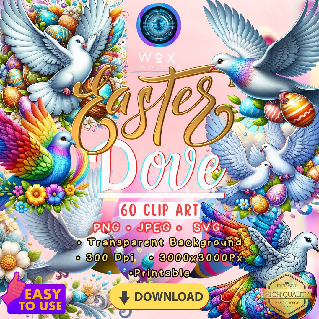 Easter Dove Clip Art Png Digital Download,easter Doves Png,bird Clip ...