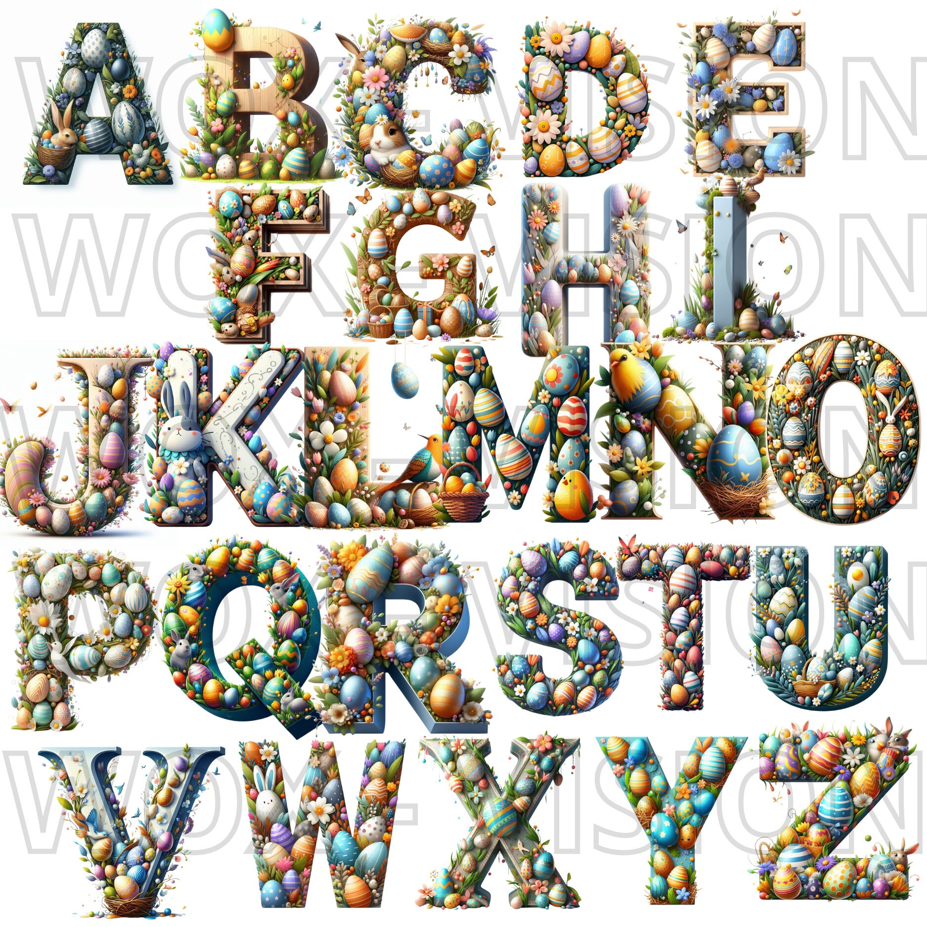 Easter Alphabet Letters Clip Art Font Png,easter Invitation,background ...