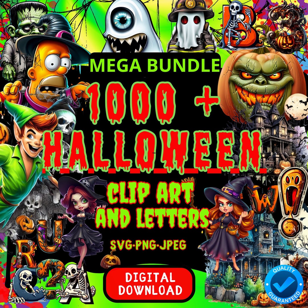 Mega Bundle Halloween Clip Art and Font Png Download,spooky Season ...