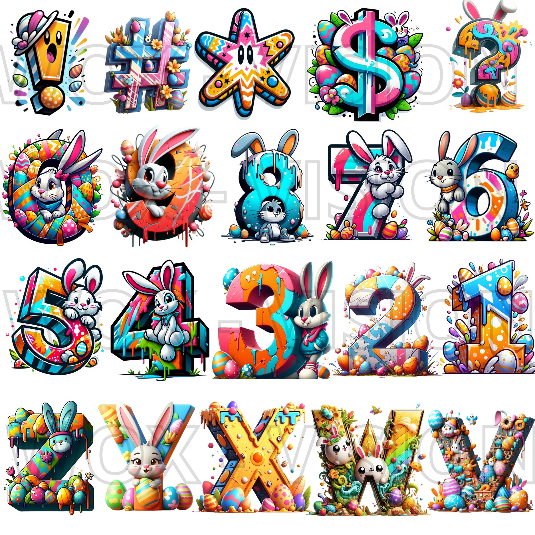 Easter Font Alphabet Letters Clip Art PNG Download ,alphabet Bundle ...