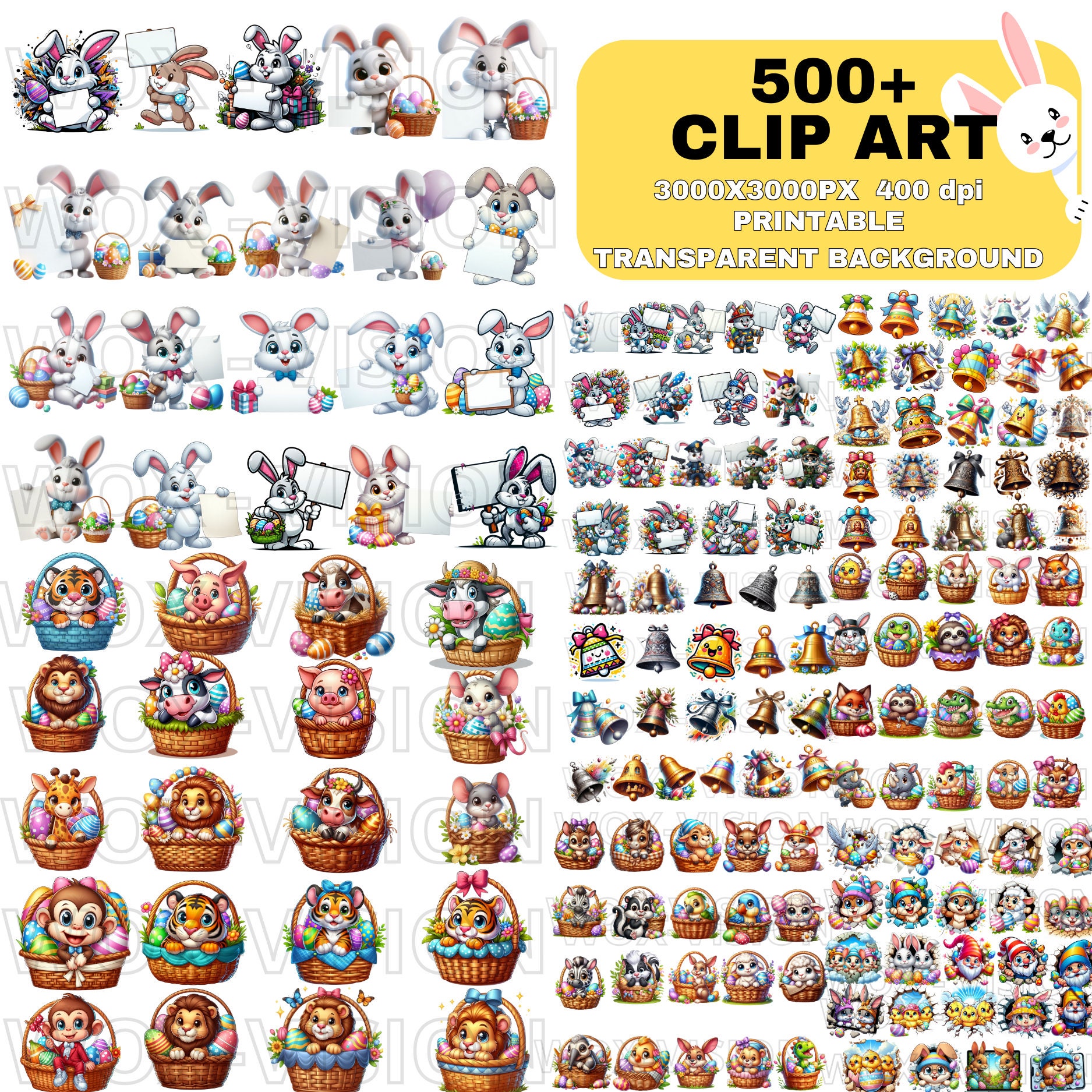 Easter Background Clip Art Bundle Png Downloadable Editable,easter Mega ...