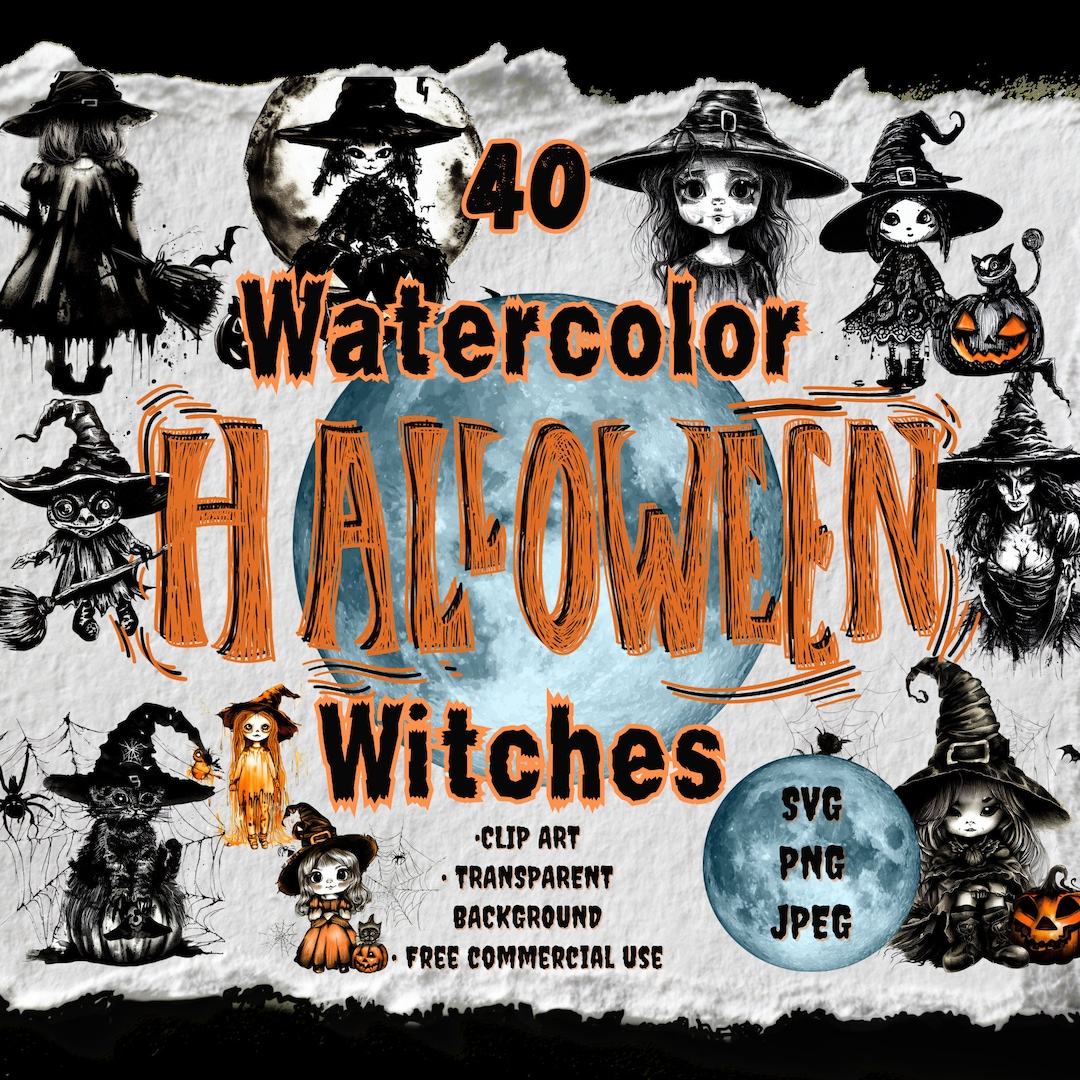 Witches Halloween Clipart Bundle Png Printable Download,happy Halloween ...