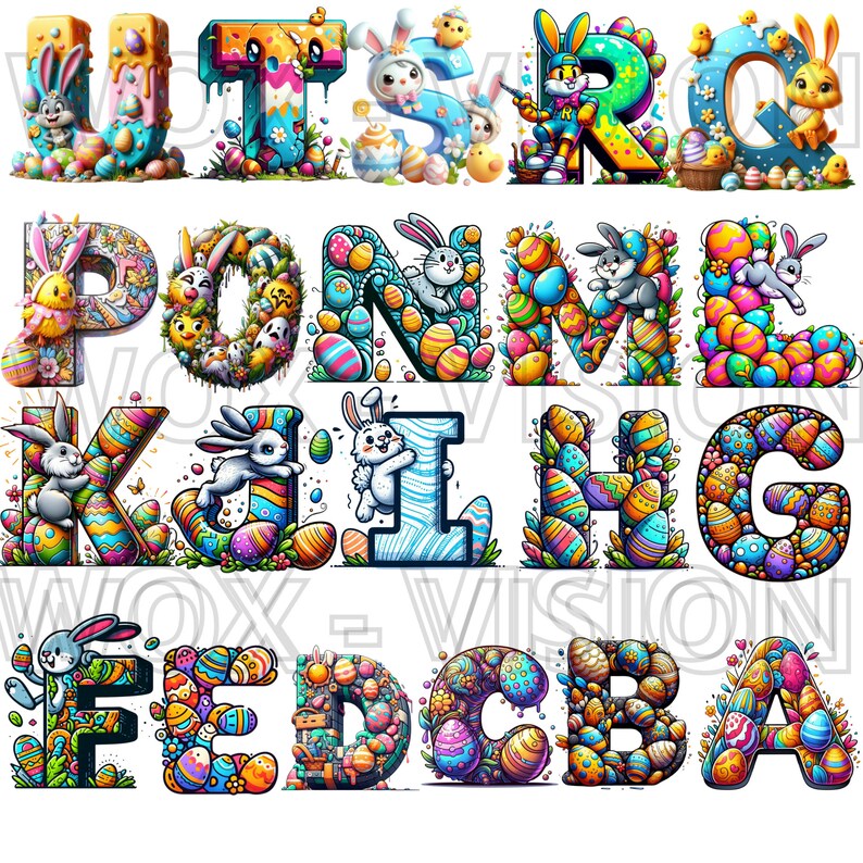 Easter Font Alphabet Letters Clip Art PNG Download ,alphabet Bundle ...