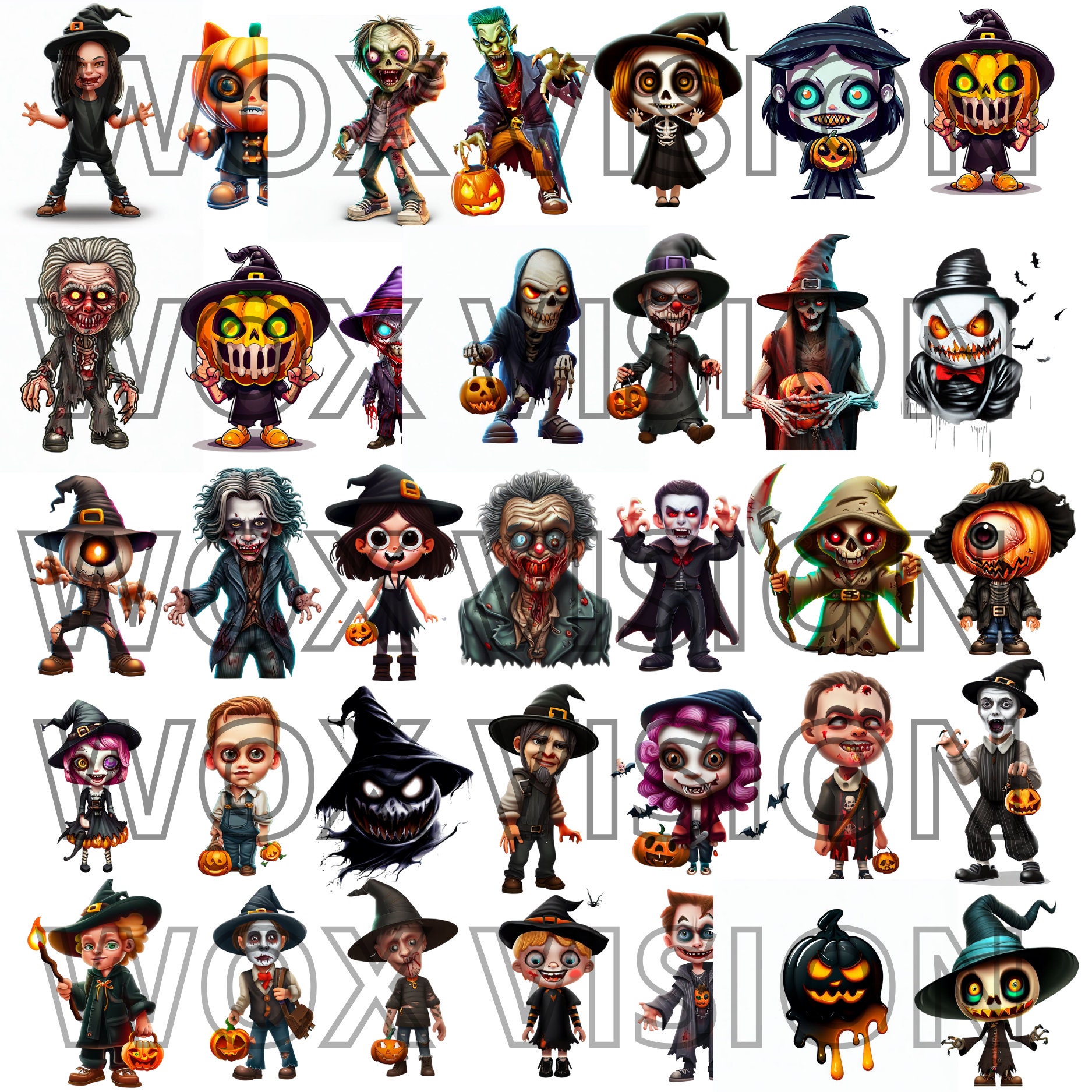 Halloween Scary Character Images Clipart Graphics Bundle: Horror Movie ...