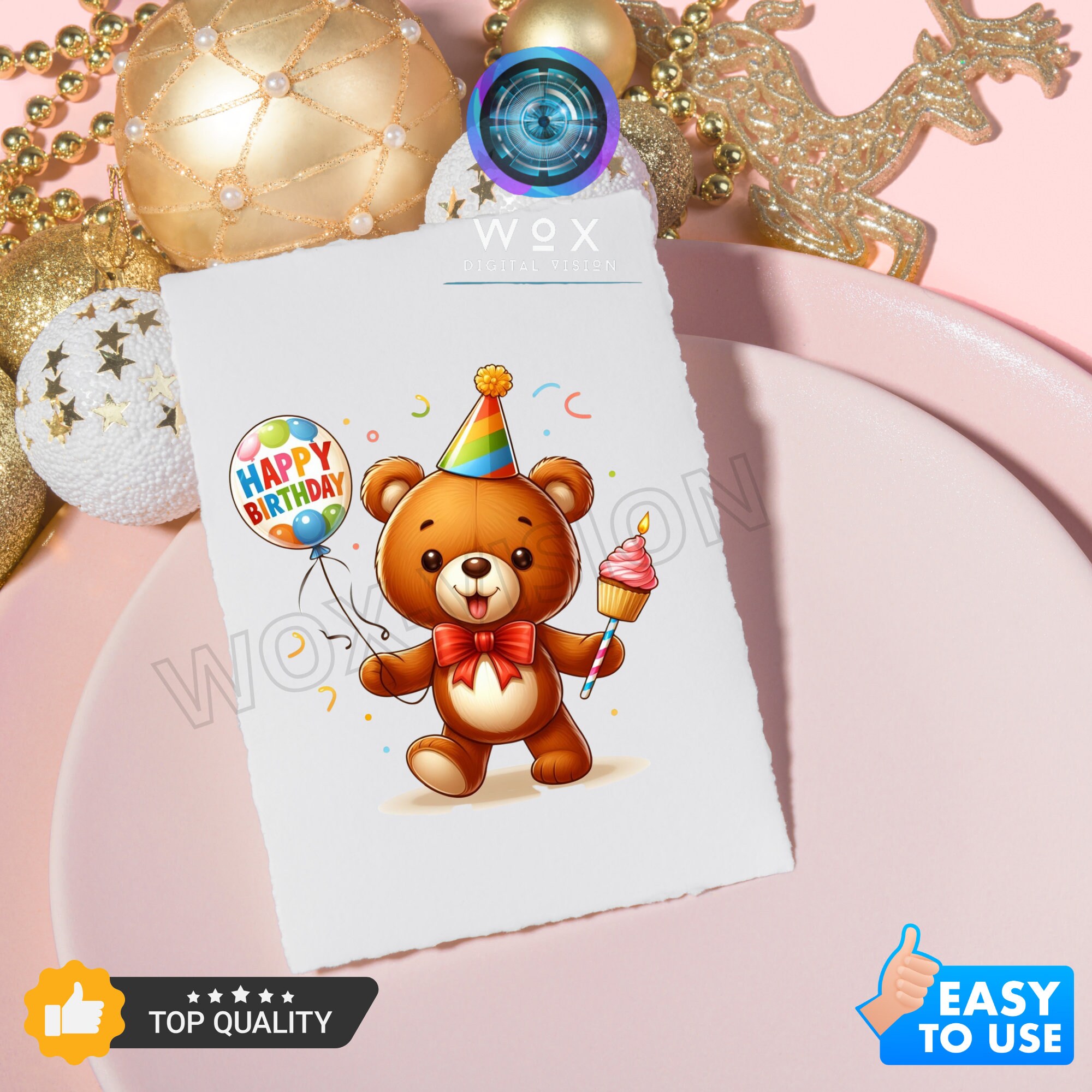 Happy Birthday Party Teddy Bear Bundle Clipart PNG Download Printable ...