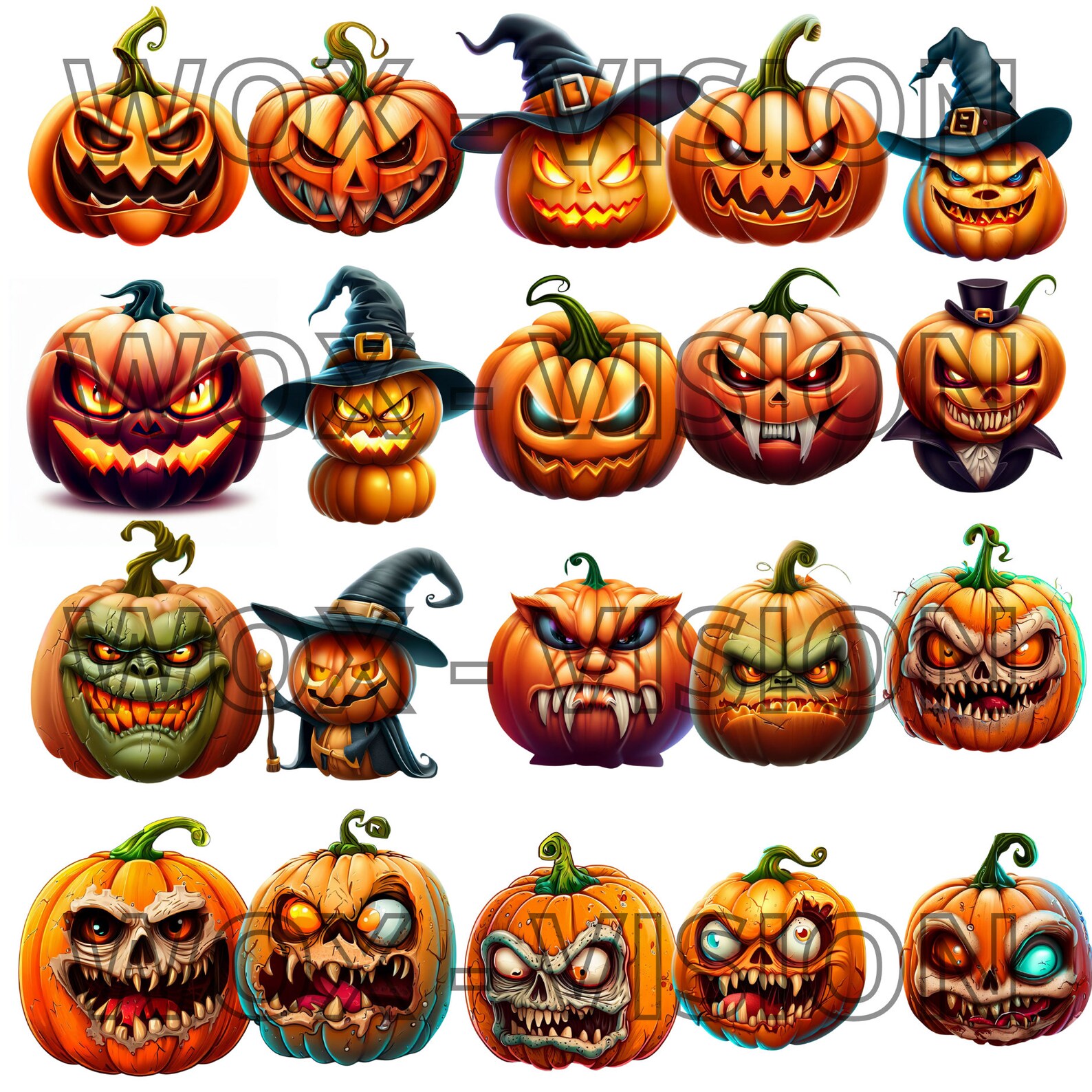 Halloween Pumpkin Images Character Clipart Bundle: 103 Graphics Designs ...